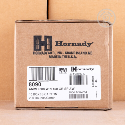 200 Rounds of 308 Win 150 Grain Hornady American Whitetail InterLock SP ...