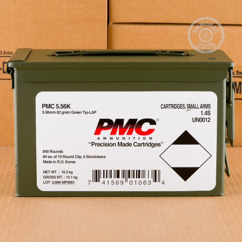 840 Rounds of 5.56x45 62gr PMC FMJ M855 Ammo at AmmoMan.com