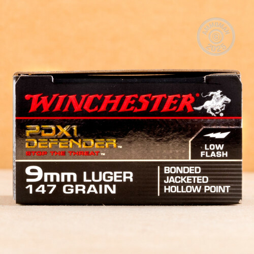 9mm Luger Ammo - 20 Rounds of Winchester PDX1 Defender 147 Grain JHP at ...