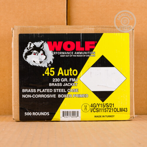 45 ACP Ammo at AmmoMan.com - Wolf 230 Grain FMJ - 500 Rounds