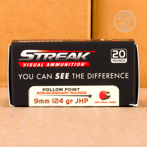 9mm - 124 Grain JHP Non-Incendiary Visual Tracer - Ammo Inc. Streak ...