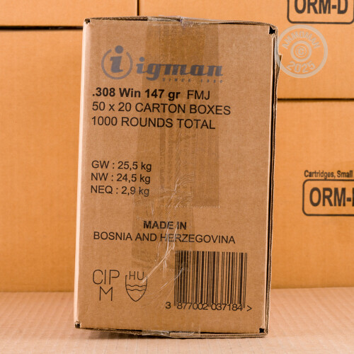 1000 Rounds of 308 Win 147 Grain Igman FMJ Ammo at AmmoMan.com