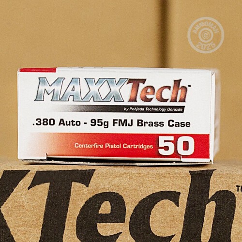 380 ACP Ammo at AmmoMan.com - MAXXTech 95 Grain FMJ - 500 Rounds