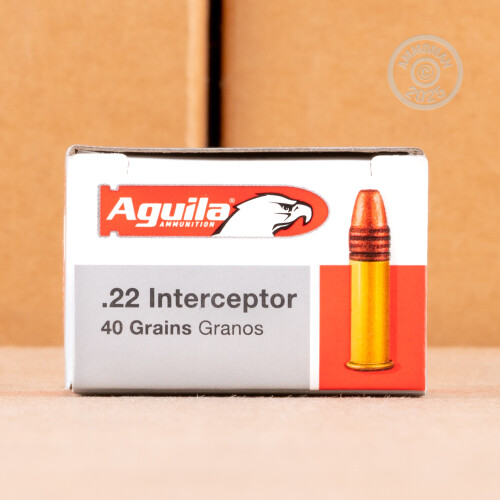 500 Rounds of 22 LR 40 Grain Aguila Interceptor CPSP Ammo at AmmoMan.com