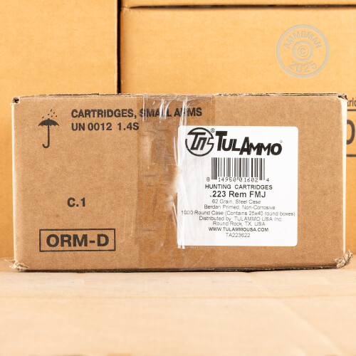 1000 Rounds of 223 Remington 62 Grain Tula FMJ Ammo at AmmoMan.com