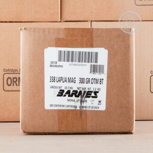 20 Rounds of 338 Lapua Magnum 300 Grain Barnes Precision Match OTM BT ...
