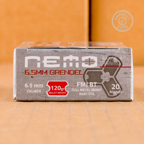 20 Rounds of 6.5 Grendel 120 Grain Nemo Arms FMJBT Ammo at AmmoMan.com