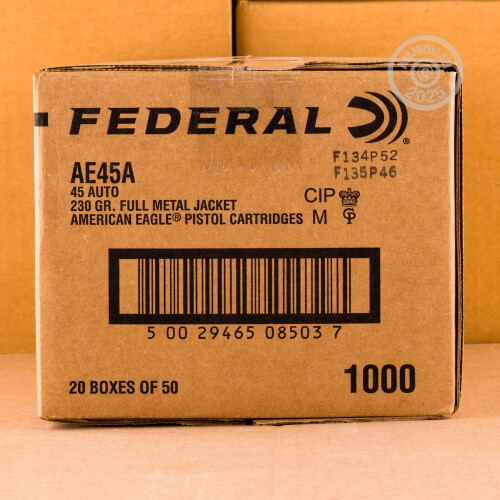 45 ACP Ammo at AmmoMan.com - Federal AE45A 230 Grain FMJ - 1000 Rounds