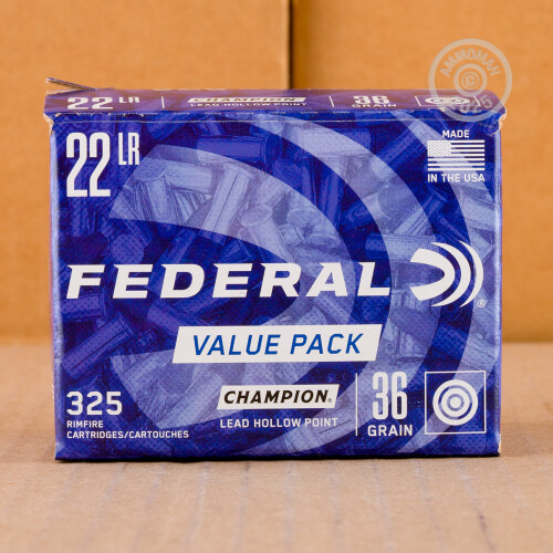 325 Rounds of 22 LR 36 Grain Federal Champion LHP Ammo at AmmoMan.com