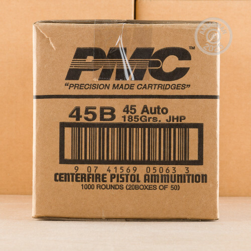 45 ACP Ammo - 50 Rounds of PMC 185 Grain JHP at AmmoMan.com