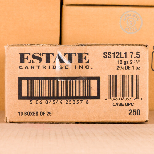 250 Rounds of 12 Gauge 2-3/4” 1 oz. Estate #7.5 Shot Ammo at AmmoMan.com