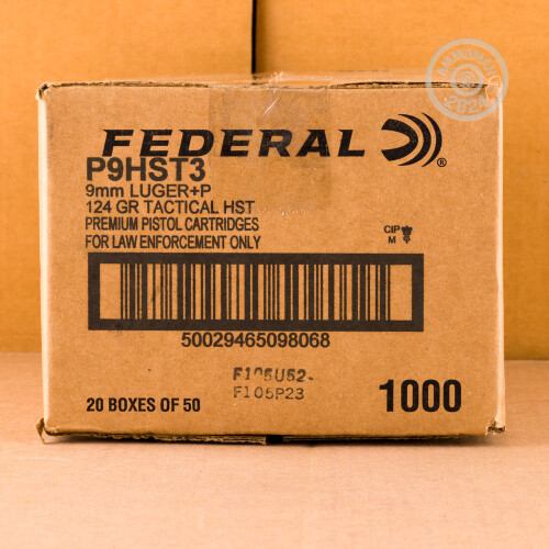 1000 Rounds of Federal Premium Law Enforcement HST 124 Grain JHP 9mm ...