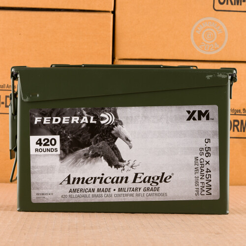 5.56x45 Ammo at AmmoMan.com - Federal American Eagle 55 Grain FMJBT ...