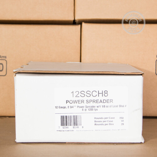 250 Rounds of Fiocchi Spreader 1 1/8 oz. 2 3/4 in #8 Shot 12 Gauge Ammo ...