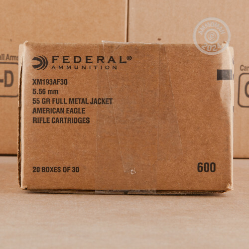 5.56 Ammo - 600 Rounds of Federal American Eagle 55 Grain FMJ at ...