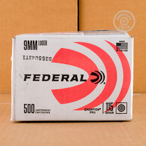 9mm Ammo at AmmoMan.com - Federal 115 Grain FMJ - 500 Rounds