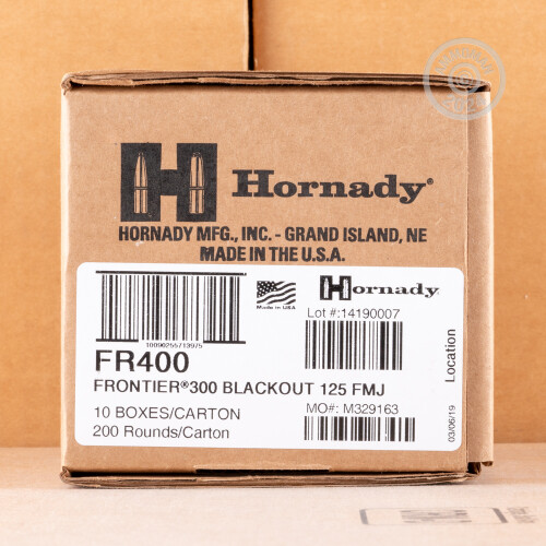 20 Rounds of 300 AAC Blackout 125 Grain Hornady Frontier FMJ Ammo at ...