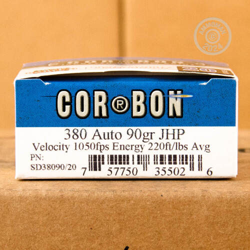 380 ACP Ammo - 20 Rounds of Corbon Self Defense 90 Grain JHP at AmmoMan.com