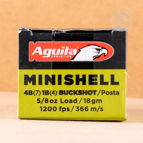 12 Gauge Ammo at AmmoMan.com - Aguila Minishell 1-3/4" 5/8 Oz. #4/#1 Buckshot Mix - 100 Rounds
