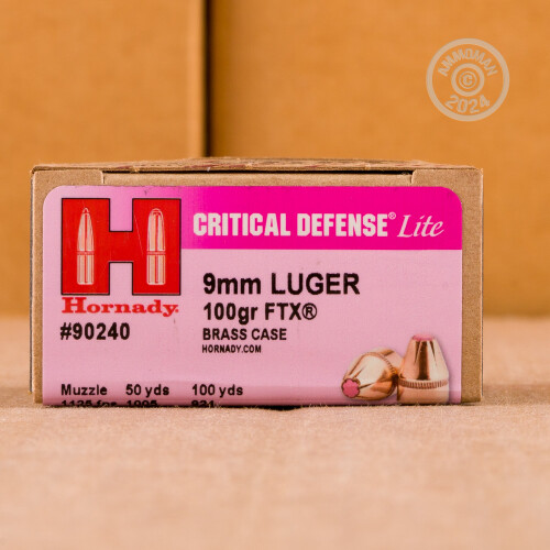 9mm Ammo at AmmoMan.com - Hornady Critical Defense Lite 100 Grain FTX ...