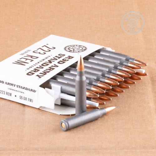 1000 Rounds of 223 Rem 55 Grain Red Army Standard FMJ Ammo at AmmoMan.com