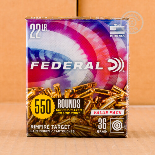 550 Rounds of 22 LR 36 Grain Federal CPHP Ammo at AmmoMan.com