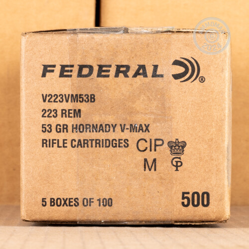 100 Rounds of 223 Rem 53 Grain Federal Varmint & Predator V-MAX Ammo at ...