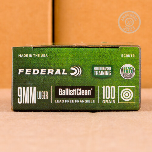 50 Rounds of 9mm 100 Grain Federal LE BallistiClean RHT Frangible Ammo ...