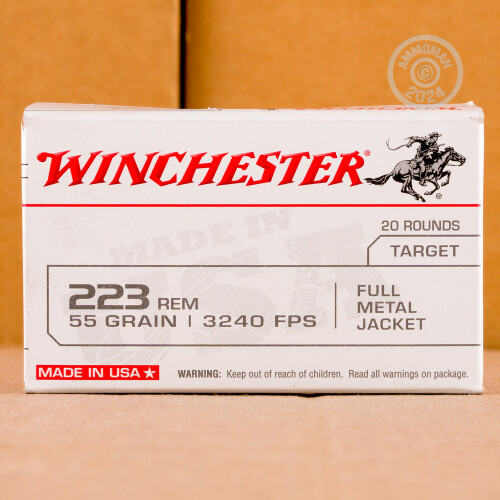 20 Rounds of 223 Rem 55 Grain Winchester USA FMJ Ammo at AmmoMan.com