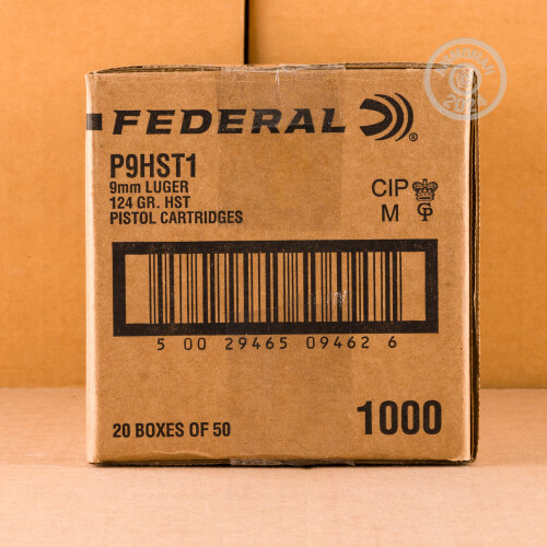 1000 Rounds of 9mm Luger 124 Grain Federal Premium Law Enforcement HST ...