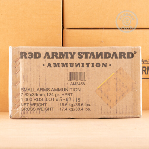 7.62x39 Ammo - 1000 Rounds of 124 Grain HPBT Red Army Standard with ...