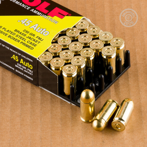 45 ACP Ammo at AmmoMan.com - Wolf 230 Grain FMJ - 500 Rounds