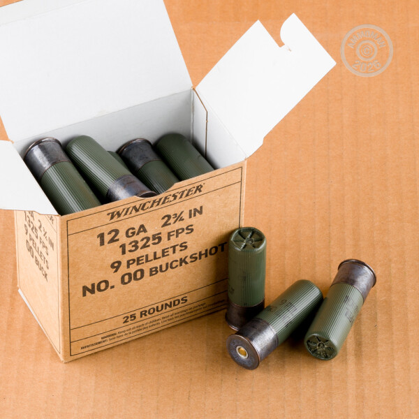 250rds 12ga 2-3/4” 9P Winchester 00 Buck Ammo at AmmoMan.com