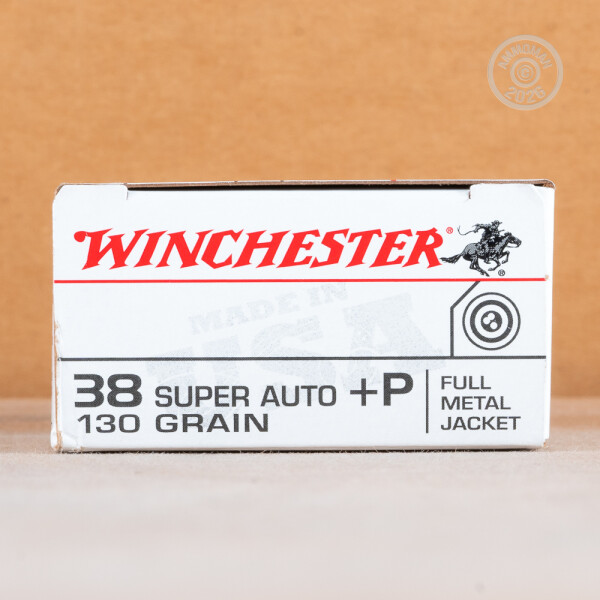 38 Super +P Ammo - 50 Rounds of Winchester 130 Grain FMJ at AmmoMan.com