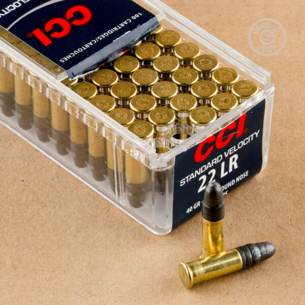 100 Rounds of 22 LR 40 Grain CCI Standard Velocity LRN Ammo at AmmoMan.com