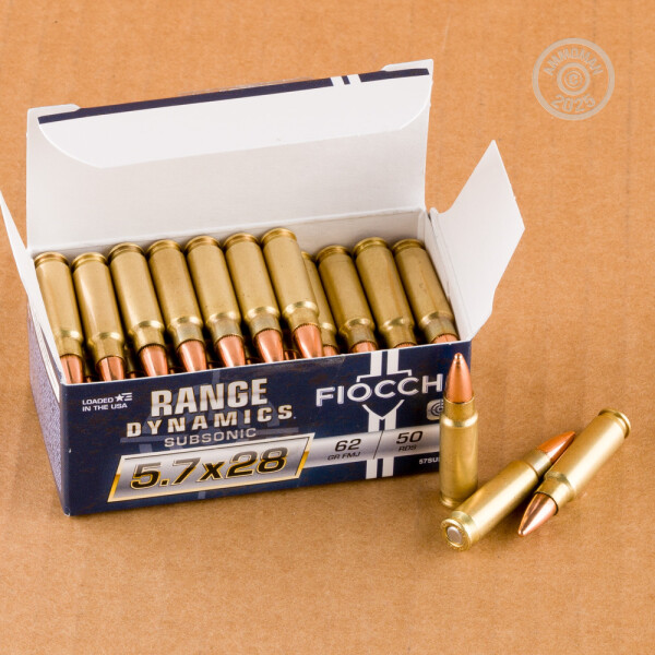 500 Rounds of 5.7x28mm 62 Grain Fiocchi Subsonic FMJ Ammo at AmmoMan.com
