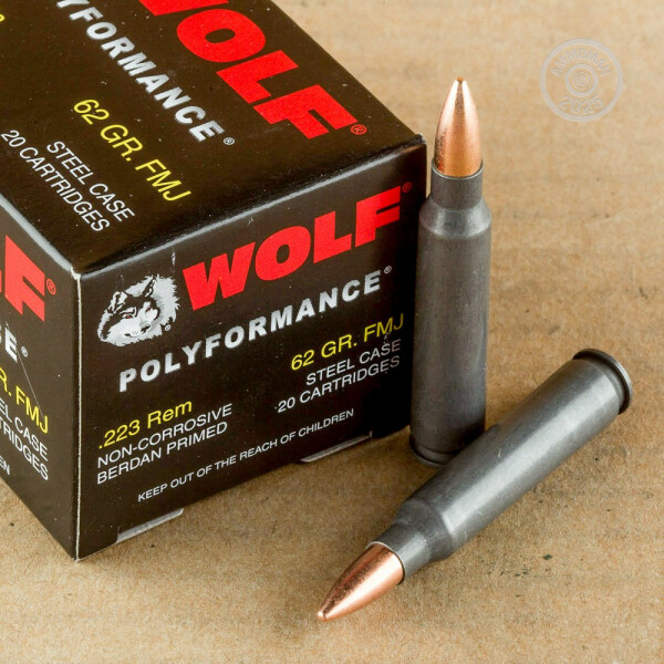 500 Rounds of Wolf 62 Grain FMJ 223 Ammo with Free Shipping at AmmoMan.com