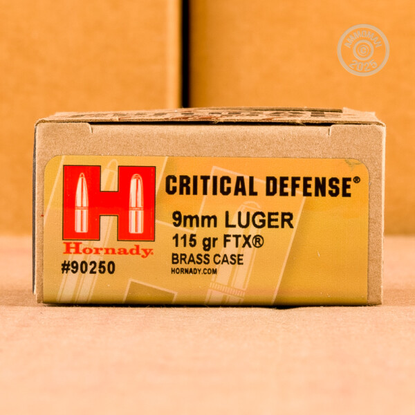 25 Rounds of 9mm Luger 115 Grain Hornady Critical Defense FTX Ammo at ...