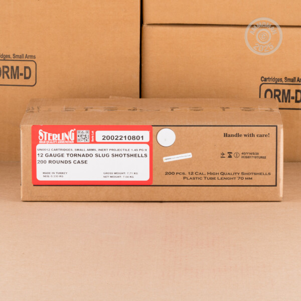 12 Gauge Ammo - 200 Rounds of 2-3/4” 1 oz. Rifled Slug by Sterling ...