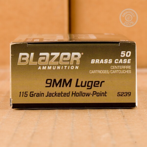 500 Rounds of 9mm 115 Grain Blazer JHP Ammo at AmmoMan.com