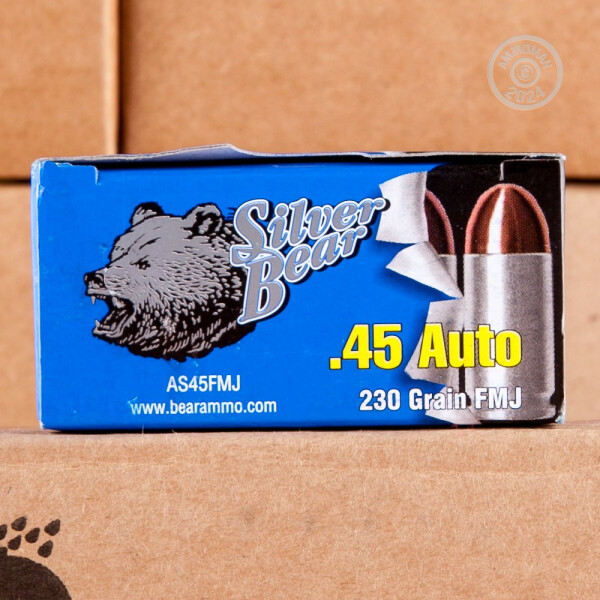500 Rounds of Silver Bear 230 Grain FMJ 45 ACP Ammo with Free Shipping ...