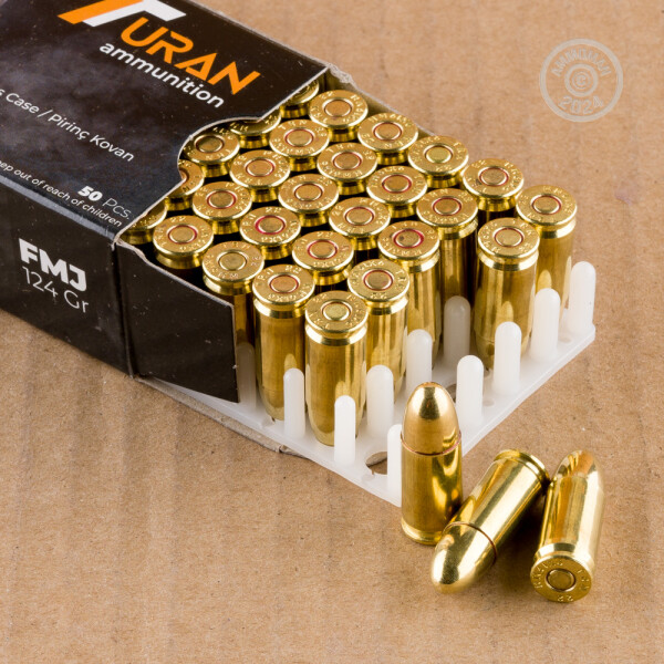 50 Rounds of 9mm 124 Grain Turan FMJ Ammo at AmmoMan.com