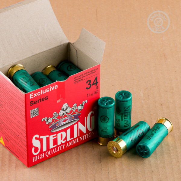 12 Gauge Ammo at AmmoMan.com - Sterling 2-3/4” 1-3/16 oz. #4 Shot - 250 ...
