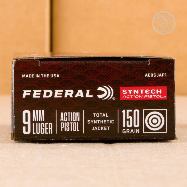 50 Rounds of 9mm Luger 150 Grain Federal Syntech Action Pistol Total ...
