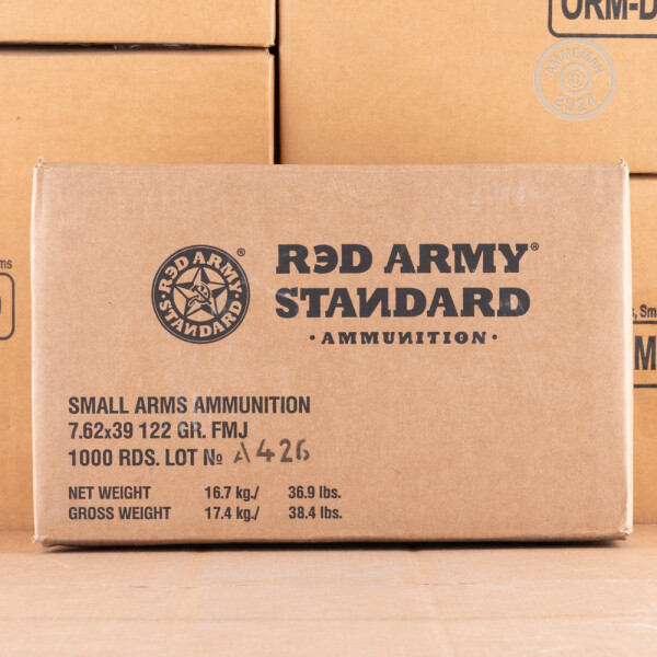 1000 Rounds of 7.62x39 122 Grain Red Army Standard FMJ Ammo at AmmoMan.com