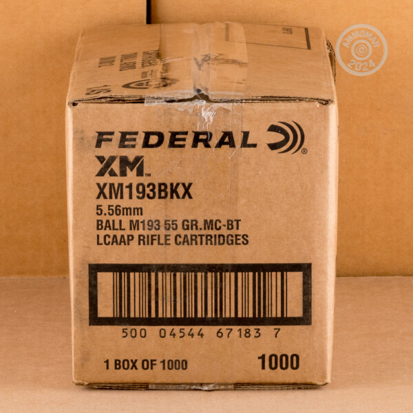 5.56x45 Ammo at AmmoMan.com - Federal 55 Grain FMJBT XM193 - 1000 Rounds