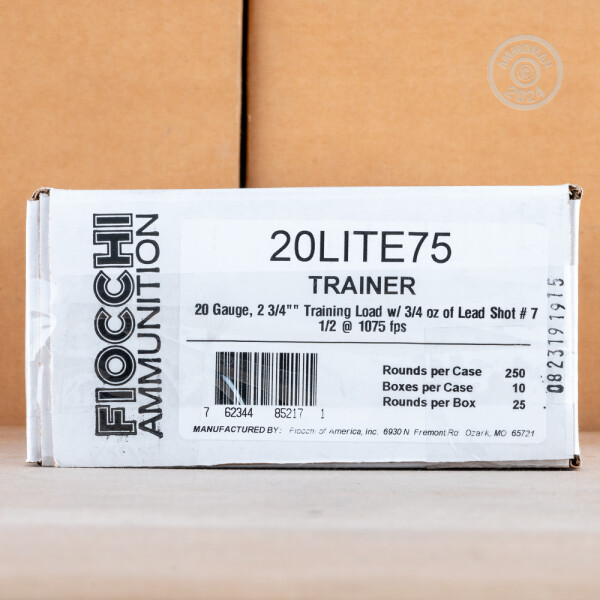 20 Gauge Ammo - 25 Shells of Fiocchi Low Recoil Target 2-3/4" #7.5 Shot ...