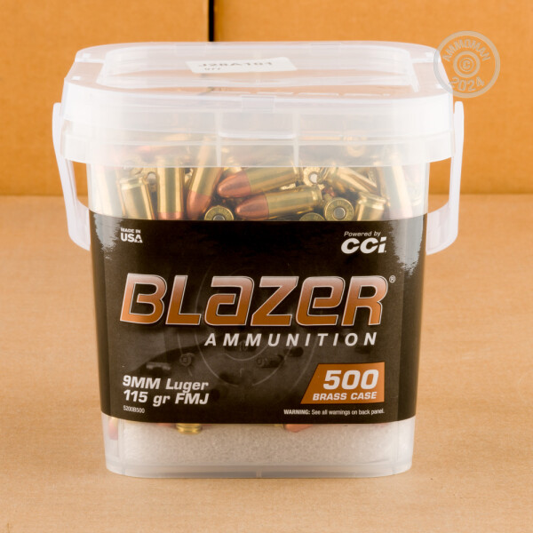 9mm Ammo at AmmoMan.com - Blazer Brass 115 Grain FMJ - 1000 Rounds in ...