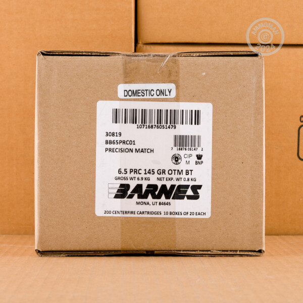 6.5 PRC Ammo at AmmoMan.com - Barnes Precision Match 145 Grain OTM BT ...