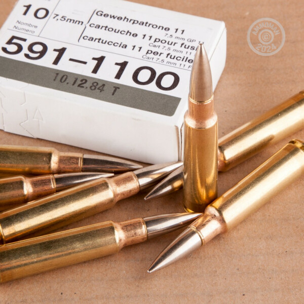 7.5x55 Swiss (Schmidt-Rubin) Ammo - 480 Rounds of 174 Grain Full Metal ...